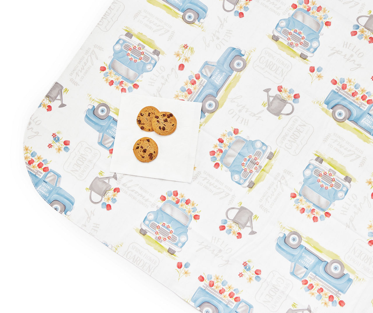 White & Blue Spring Truck PEVA Tablecloth | Big Lots