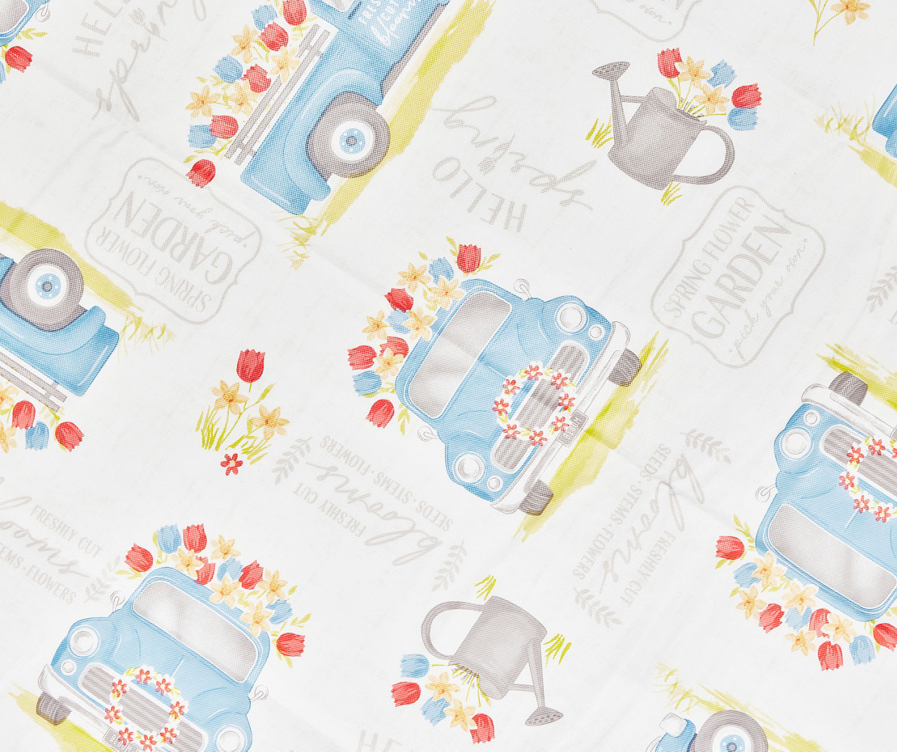 White & Blue Spring Truck PEVA Tablecloth, (52" x 70") | Big Lots