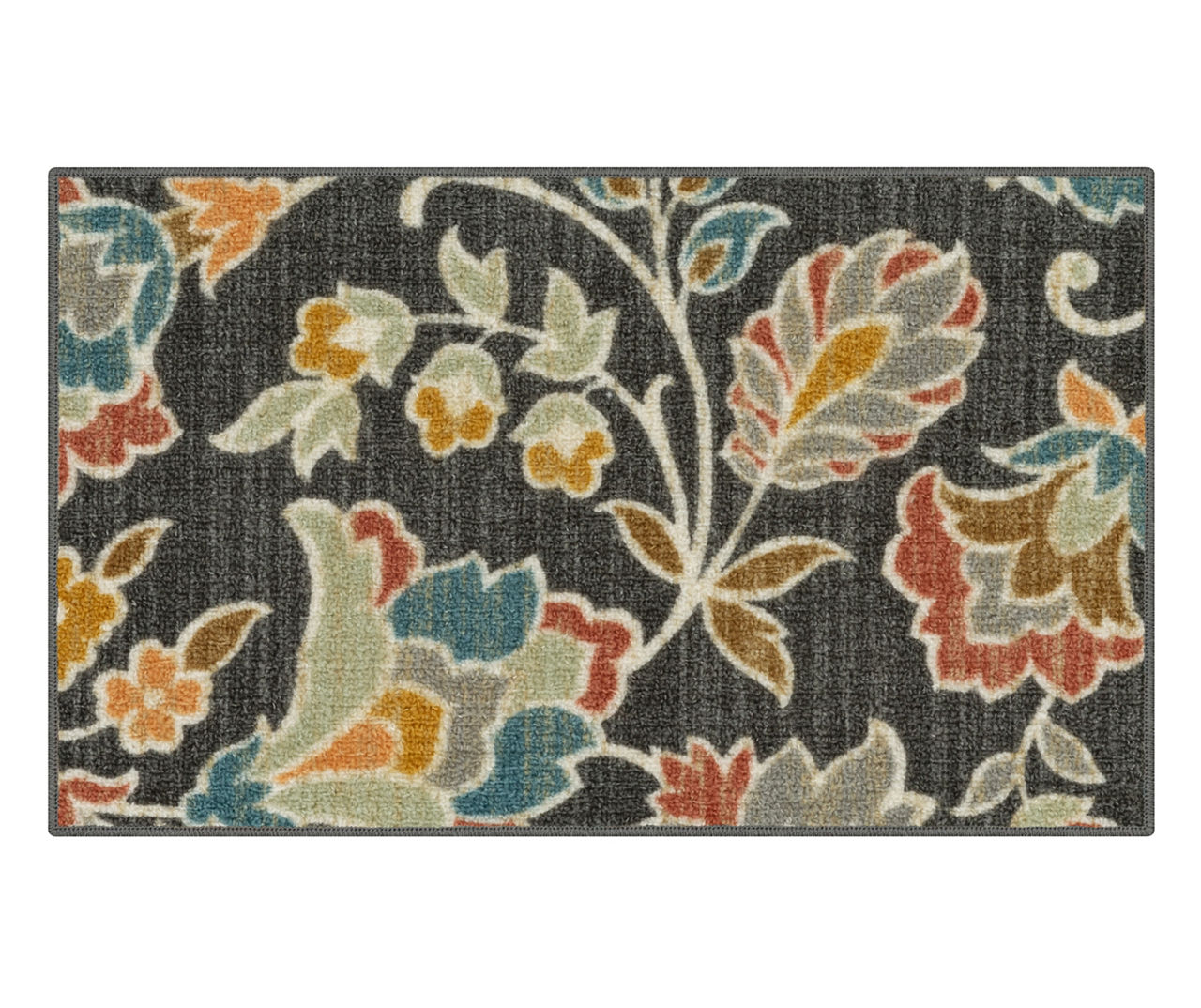 Mynah Gray & Mustard Floral Kitchen Rug, (30" x 18") | Big Lots
