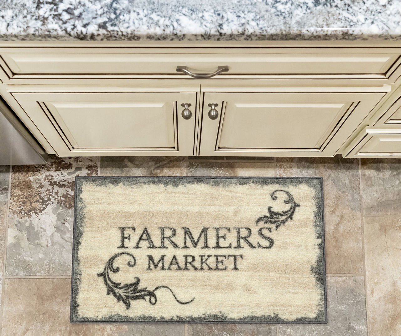 "Farmers Market" Gray & Beige Kitchen Rug, (30" x 18") | Big Lots