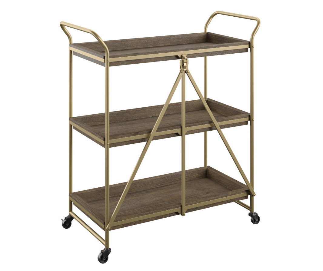 Willow River Jarden Brown Rolling Folding Bar Cart | Big Lots