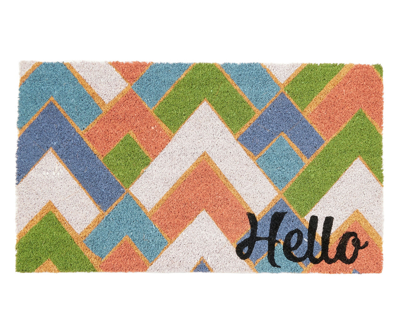 "Hello" Multi-Color Chevron Coir Doormat | Big Lots