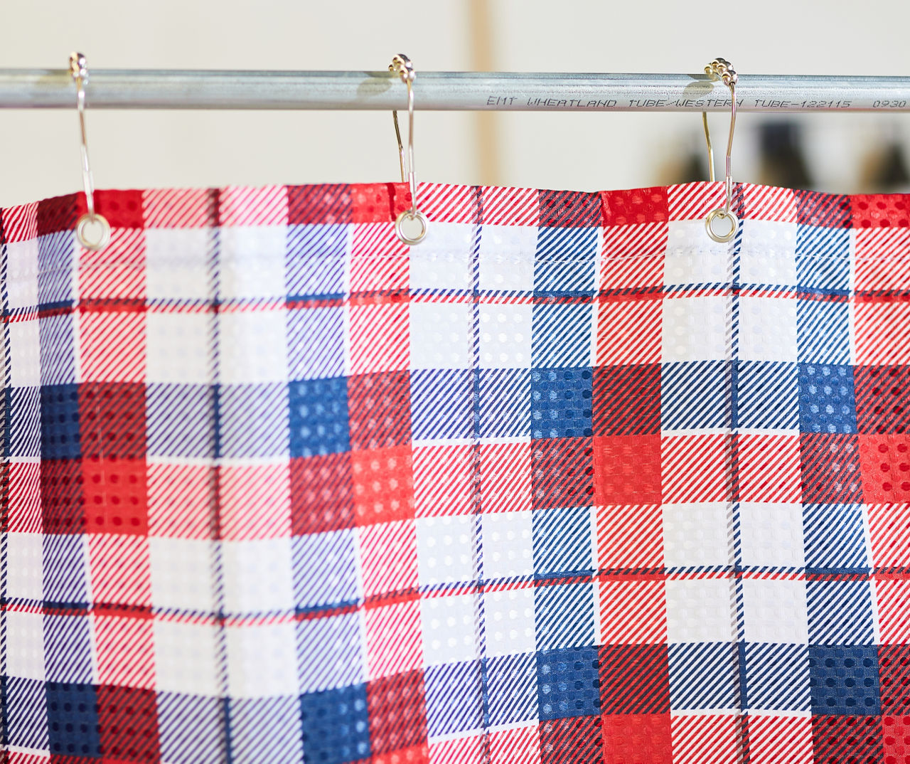 CHAPS Winchester Red & Blue Plaid Polyester Shower Curtain Set | Big Lots