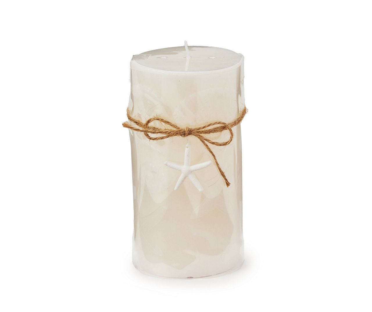 Real Living Grecian Getaway White Shell Embossed Pillar Candle, (6 ...