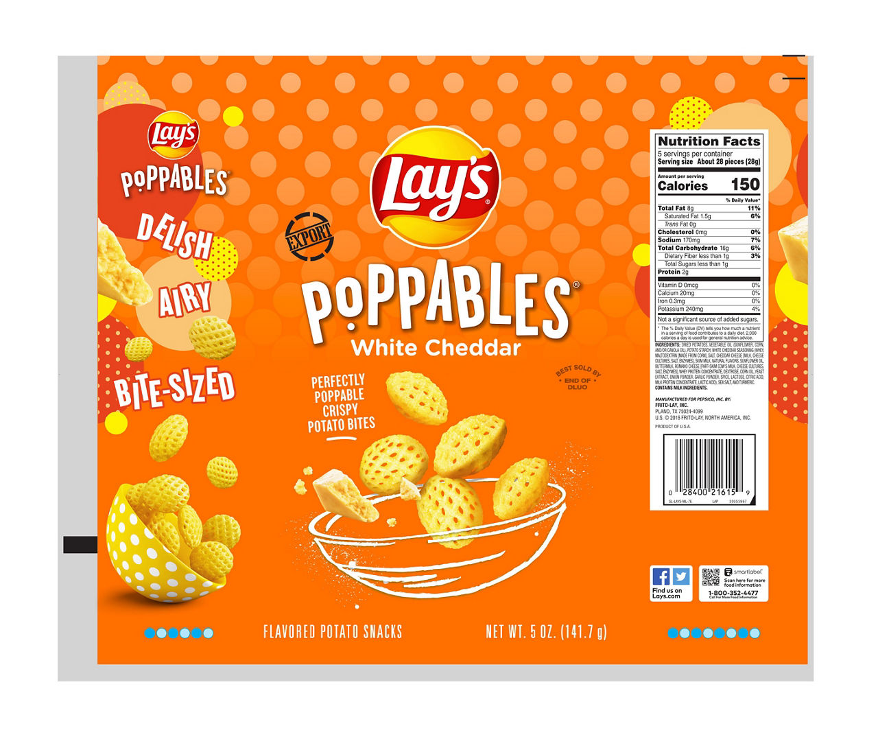 Lay's Poppables White Cheddar Potato Snacks 5 Oz. | Big Lots