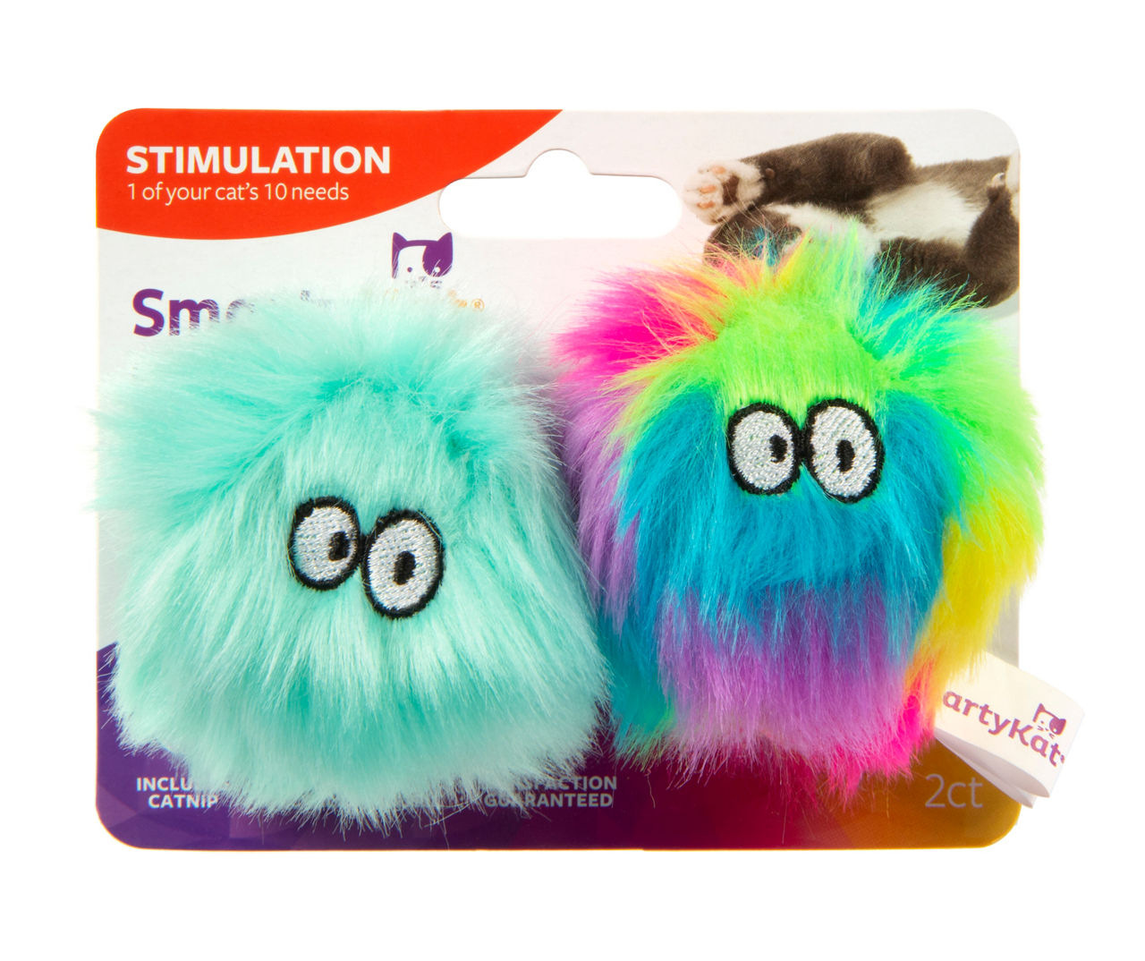 SmartyKat Fuzzy Friends Plush Ball Cat Toy, 2-Pack | Big Lots