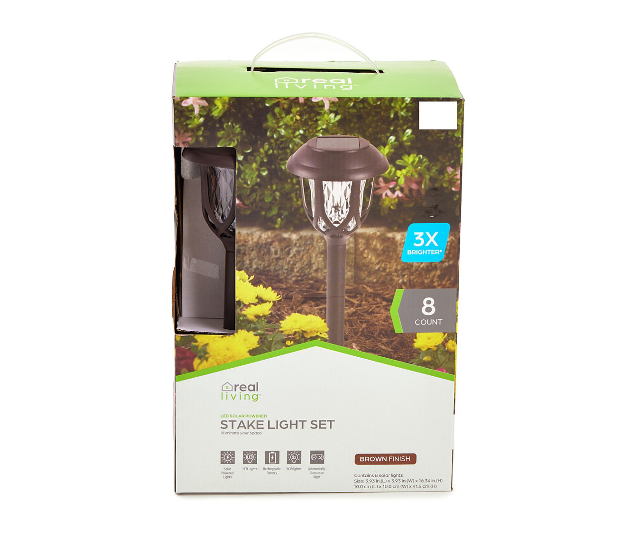 Real Living Brown Windowpane 8-Piece LED Solar Pathway Light Set | Big Lots