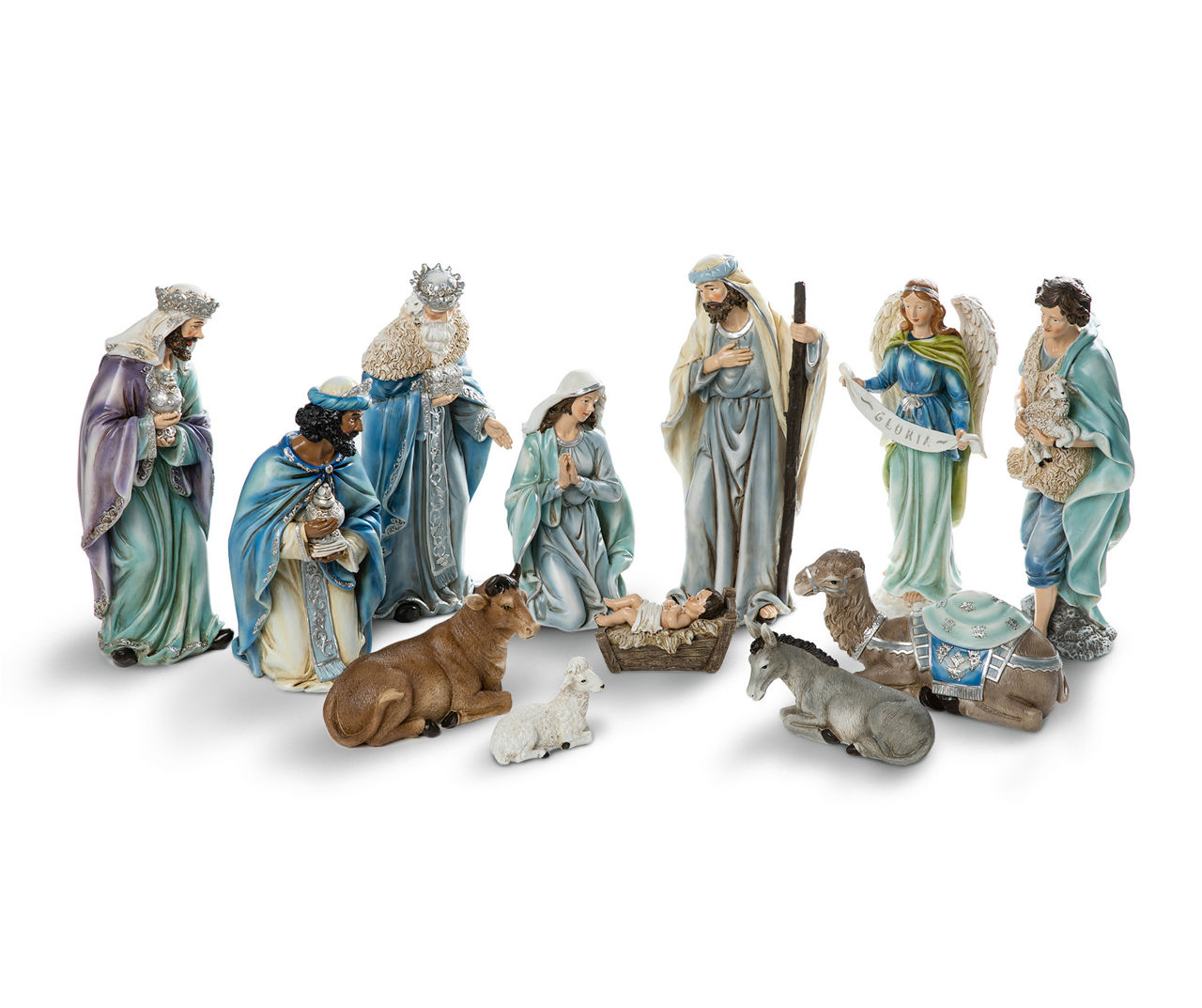 Glitzhome Blue Nativity Scene 12-Piece Resin Figurine Set | Big Lots
