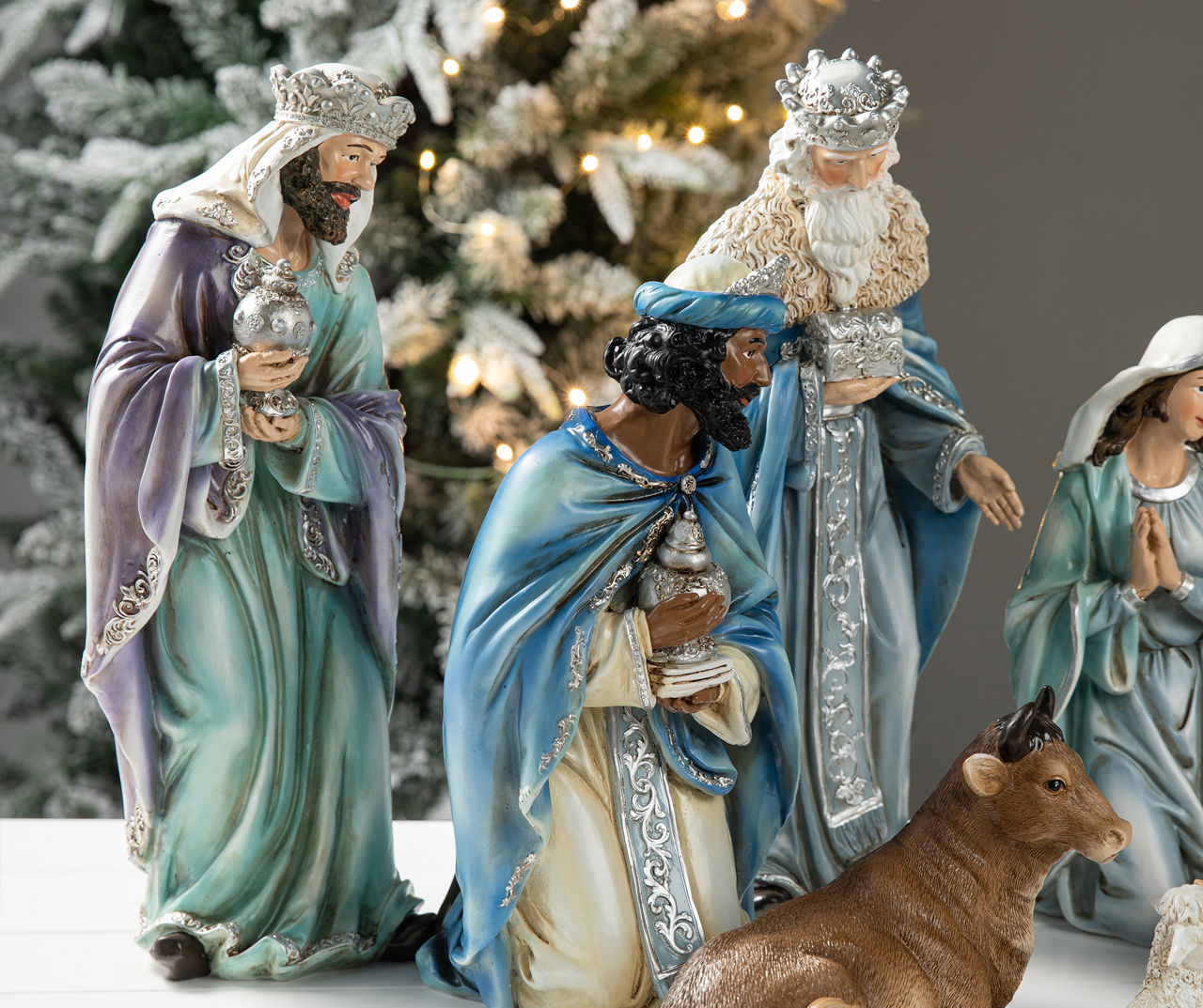 Glitzhome Blue Nativity Scene 12-Piece Resin Figurine Set | Big Lots