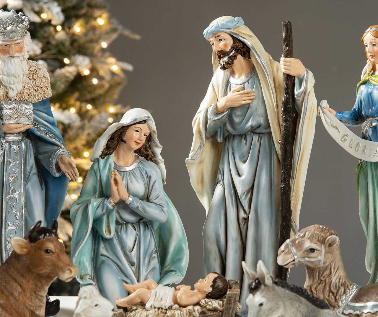 Glitzhome Blue Nativity Scene 12-Piece Resin Figurine Set | Big Lots