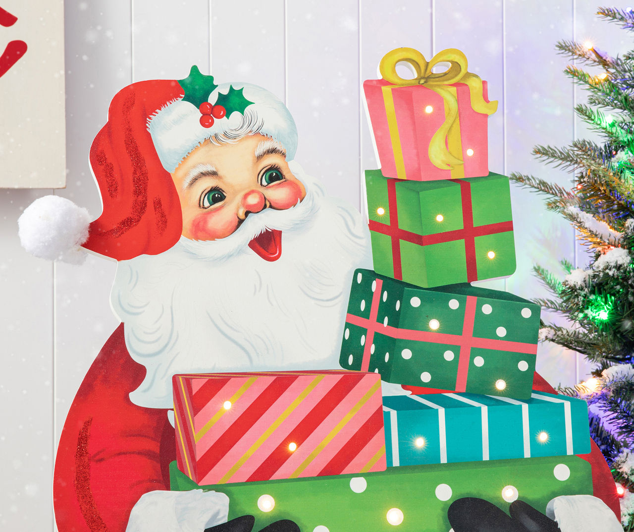 Glitzhome 36" Santa Holding Gifts LED Wood Porch Decor | Big Lots