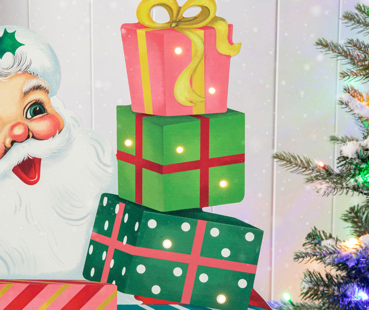 Glitzhome 36" Santa Holding Gifts LED Wood Porch Decor | Big Lots