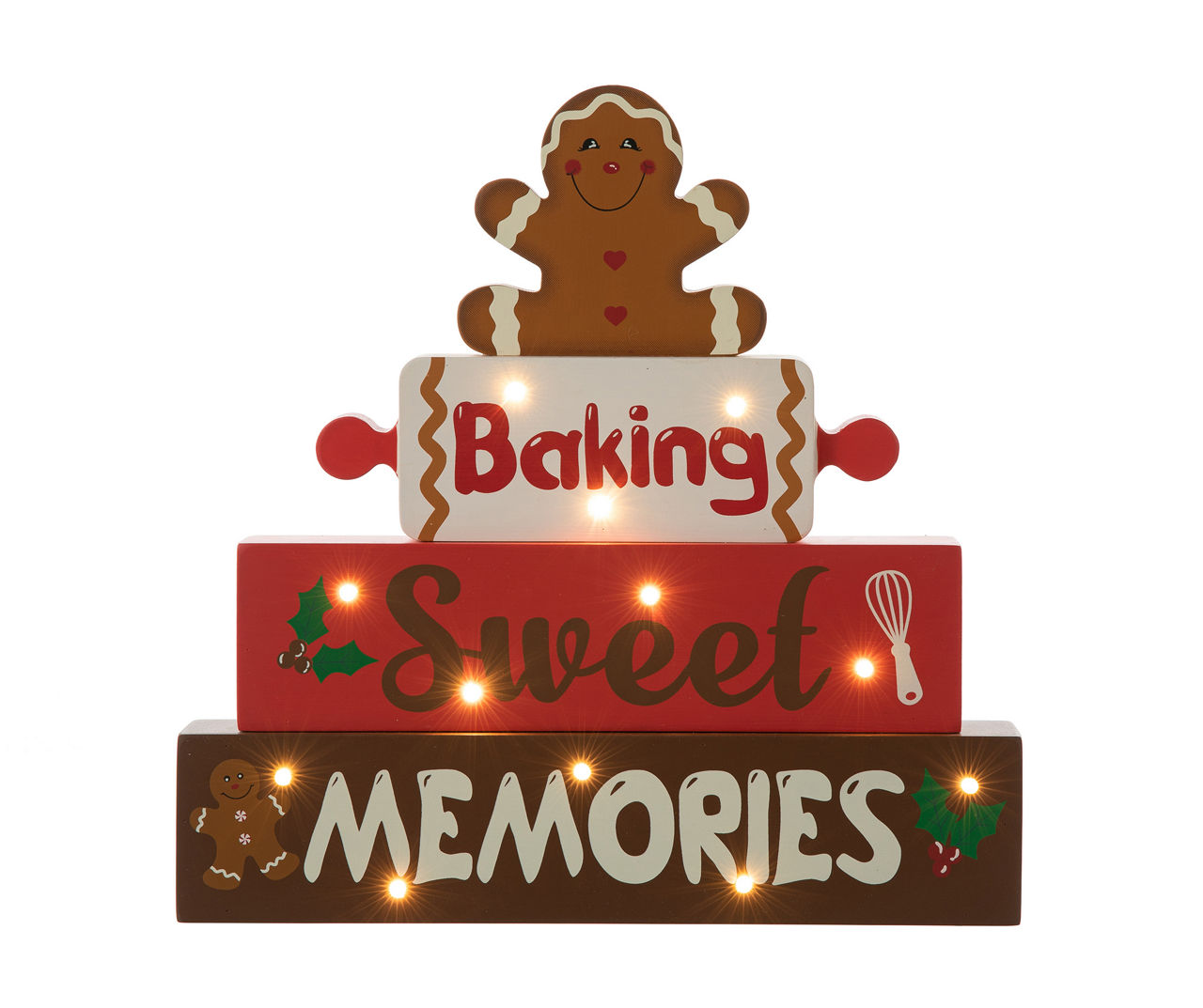 Glitzhome "Baking Sweet Memories" Gingerbread Block Stack LED Tabletop ...