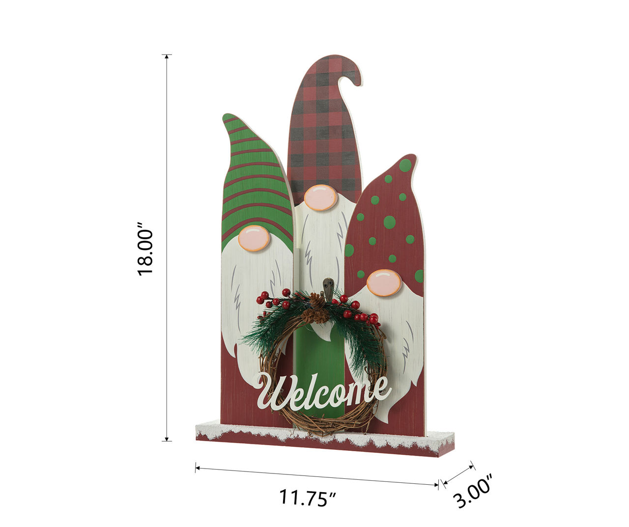 Glitzhome 18" Gnome Family with "Welcome" Wreath Tabletop Decor | Big Lots