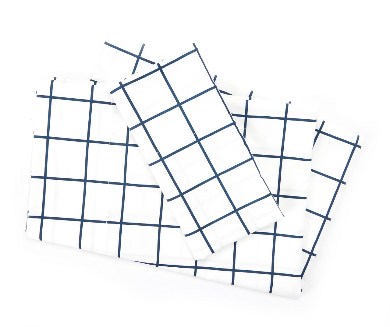 Real Living Real Living White & Navy Windowpane Microfiber Sheet Set ...