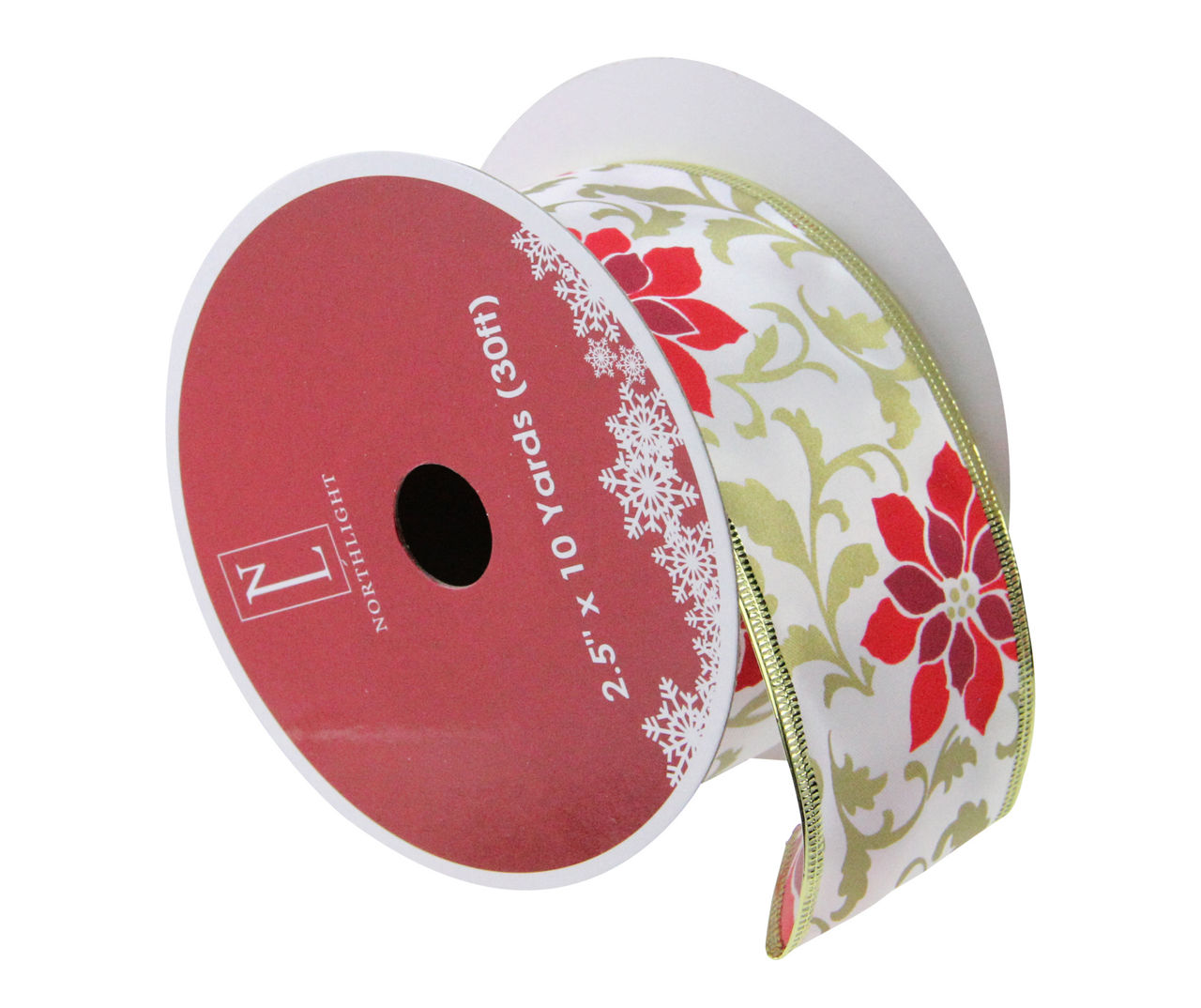Poinsettia Craft Ribbon Spools with Gold Wire, 12-Pack | Big Lots