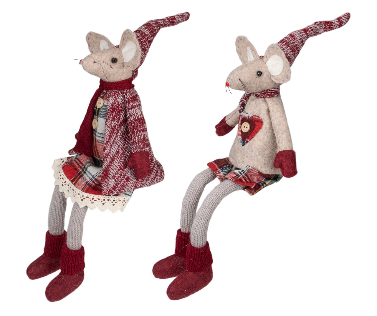 Northlight Red & White Plaid Mice 2-Piece Plush Shelf Sitter Set | Big Lots