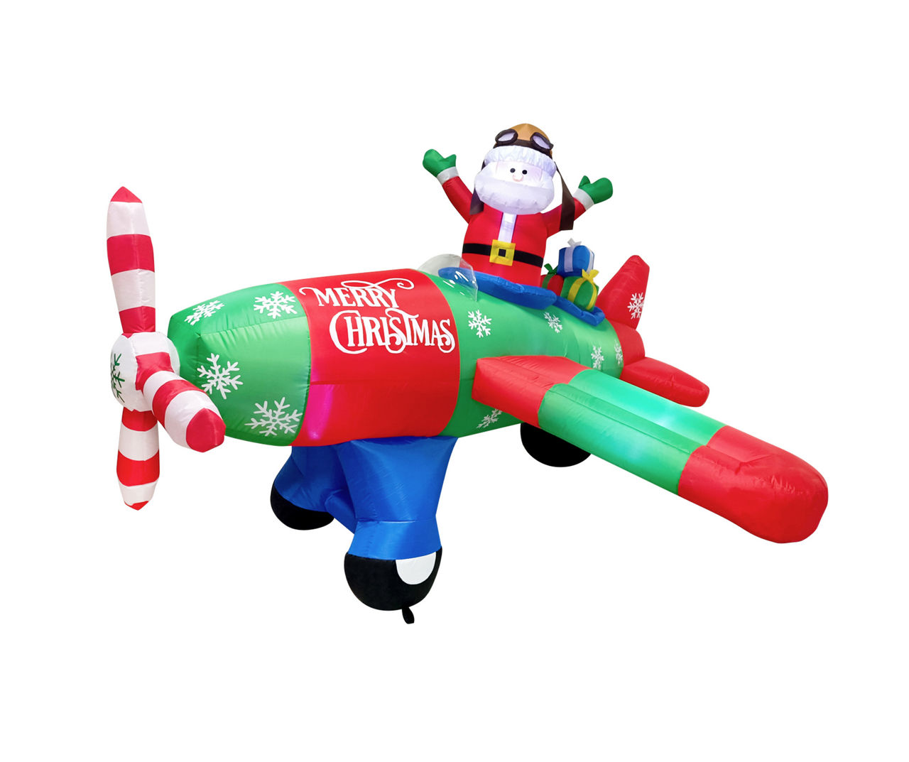 Jeco Santa Flying a Plane Light-Up Inflatable Décor, (8') | Big Lots