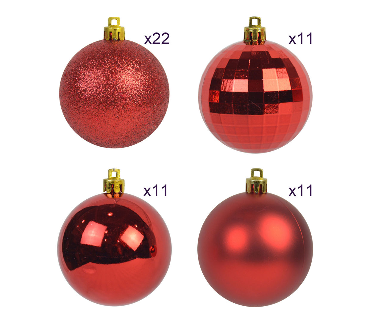 Red Mixed Finish Ball Ornaments, 55-Pack | Big Lots
