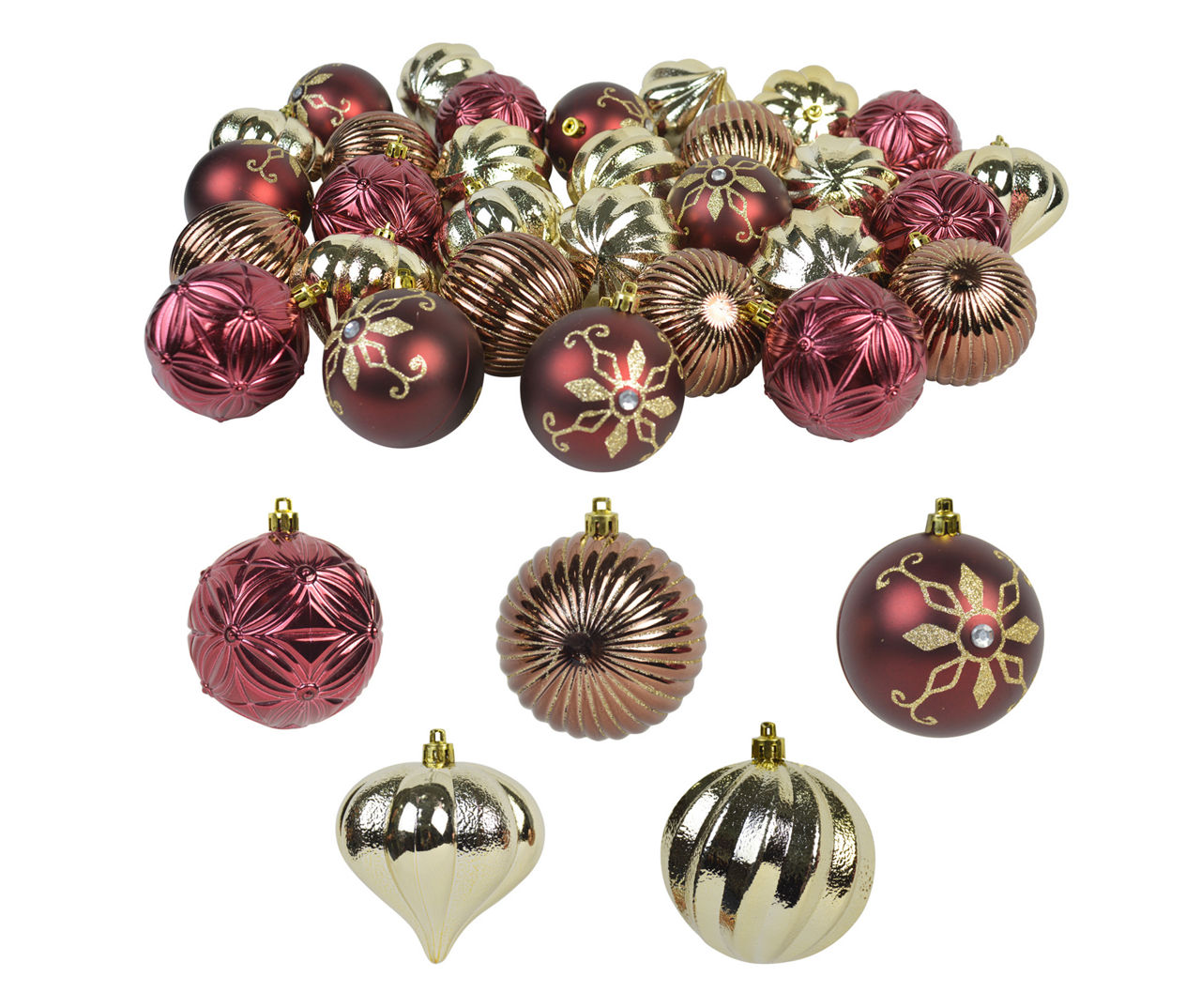 Dark Red & Gold Mixed 30-Piece Ornaments Set | Big Lots