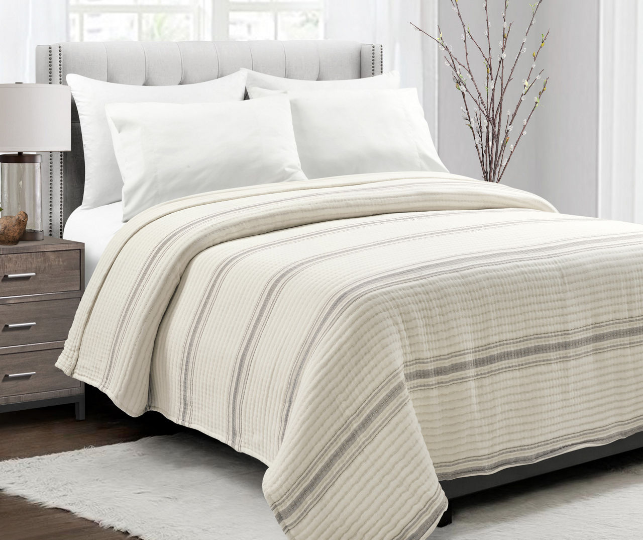 Lush Decor Lush Decor Farmhouse Stripe Quilted Coverlet | Big Lots