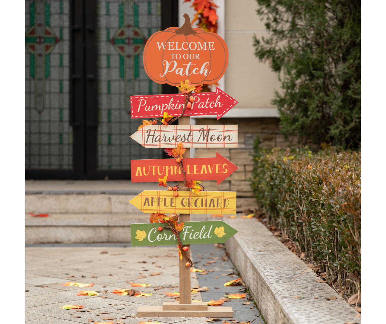 Glitzhome "Welcome To Our Patch" Pumpkin Directional Sign Decor | Big Lots