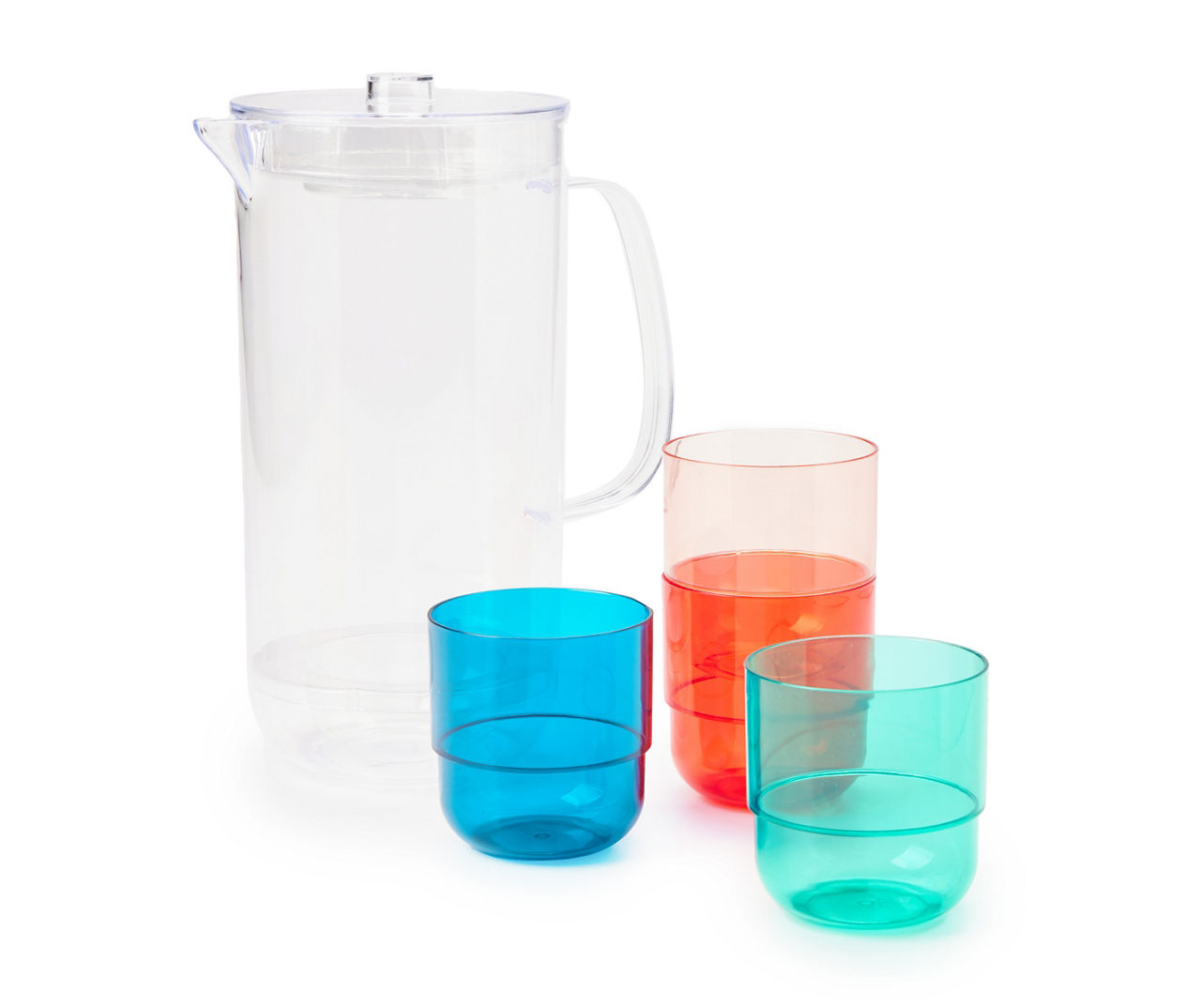 Clear & Multi-Color 5-Piece Pitcher & Cup Set | Big Lots