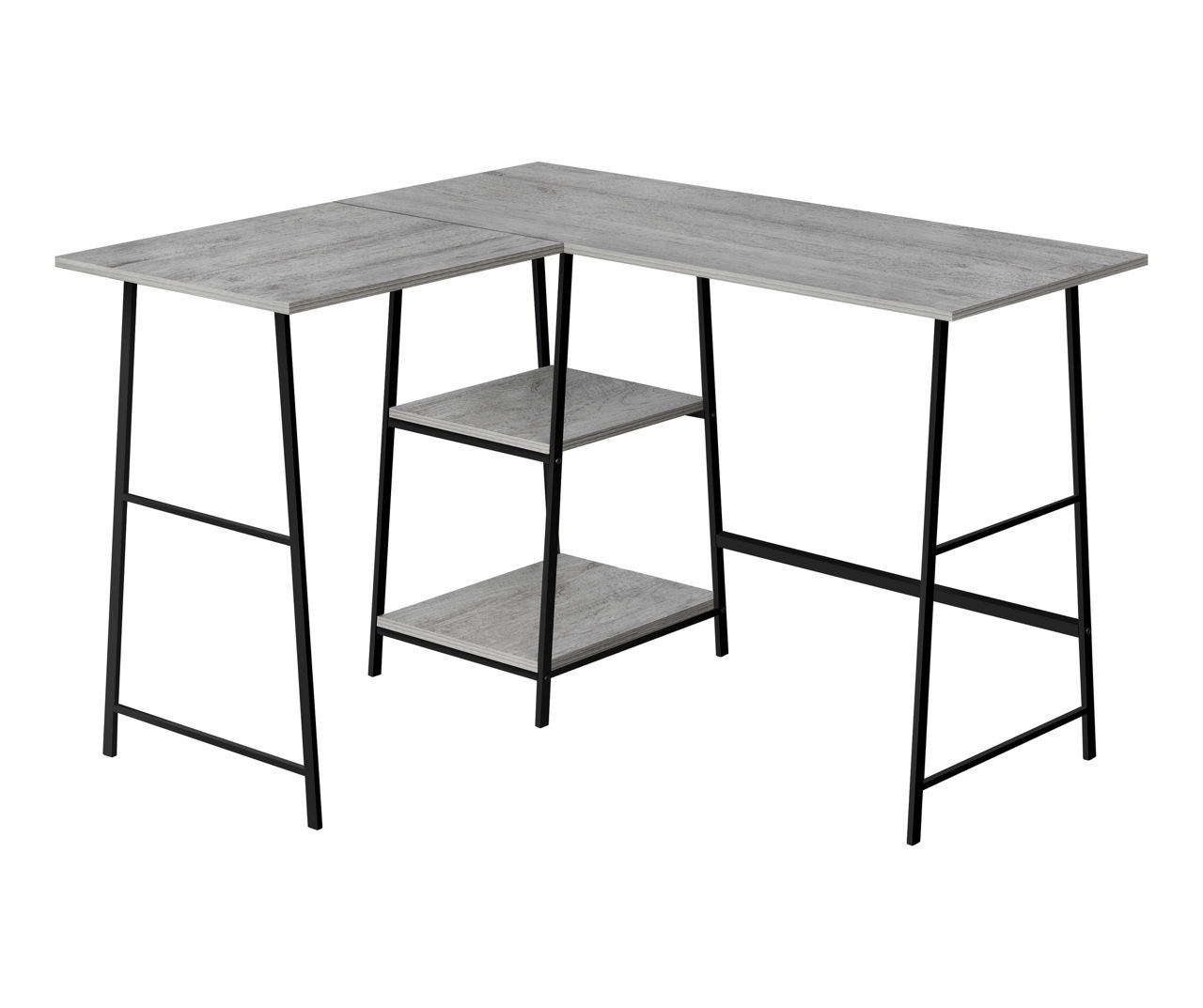 Monarch Gray & Black Metal Sawhorse Leg L-Shaped Corner Desk | Big Lots