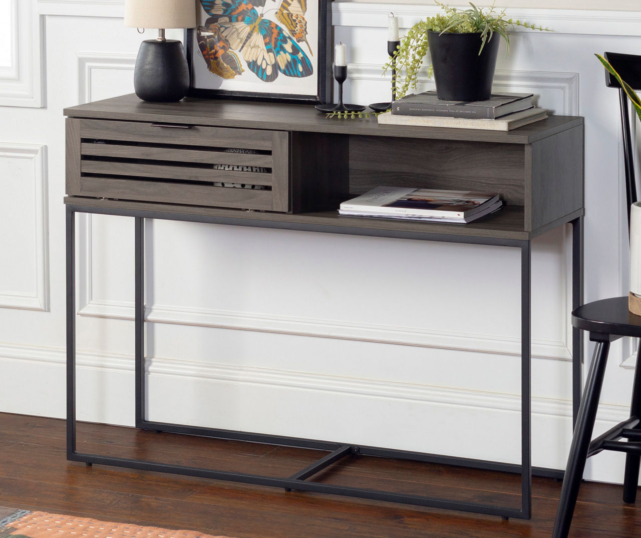 Walker Edison Slate Gray Slat Door Console Table | Big Lots