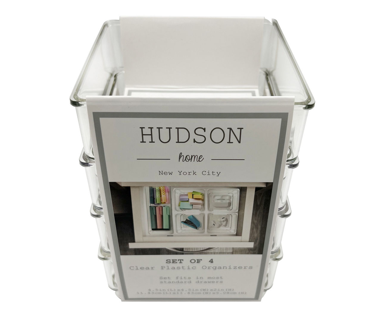 Hudson Home Clear Plastic Organizers, 4-Pack | Big Lots