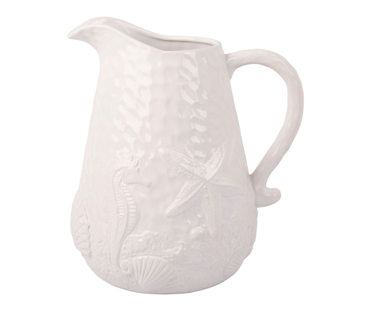 Home Essentials White Coastal Ceramic Pitcher, 111 Oz. | Big Lots