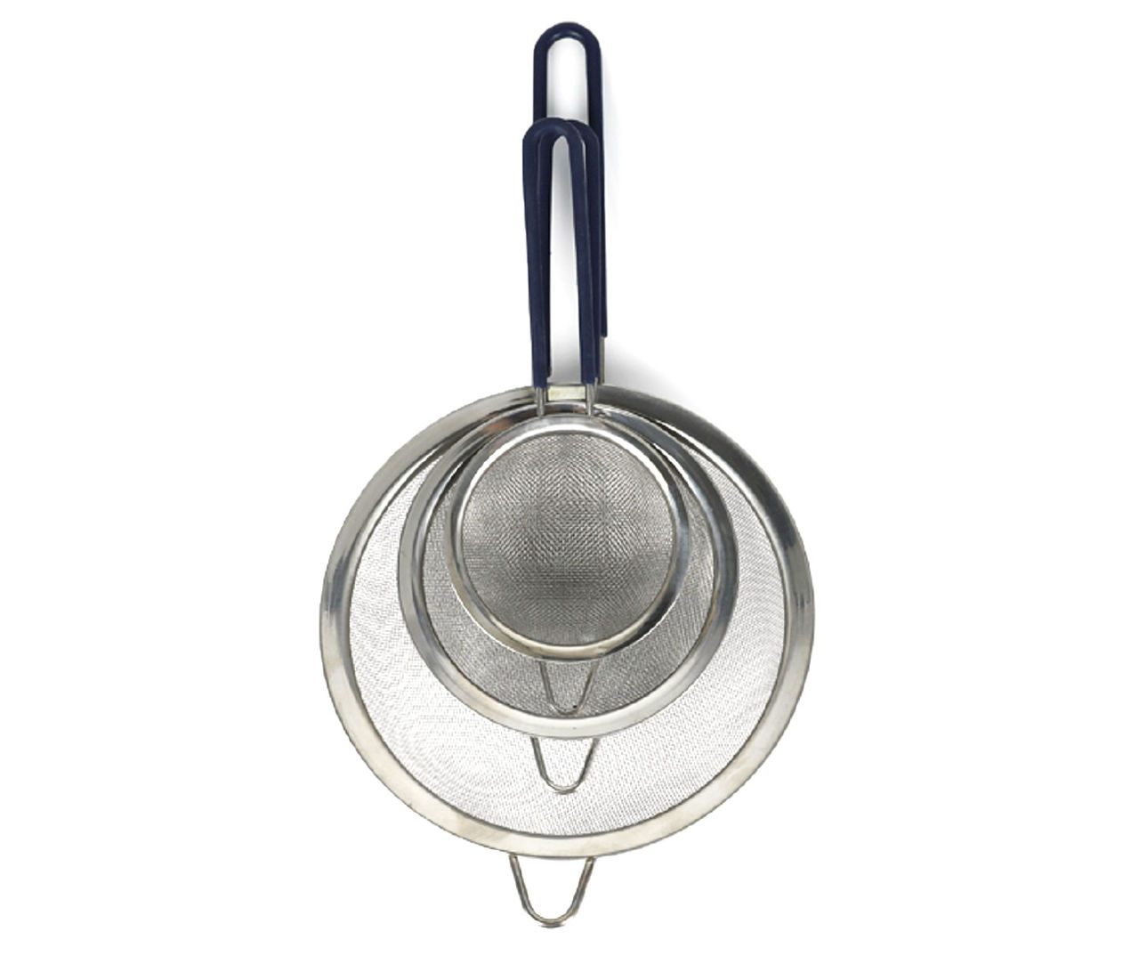 Navy Silicone & Stainless Steel 3-Piece Stainer Set | Big Lots