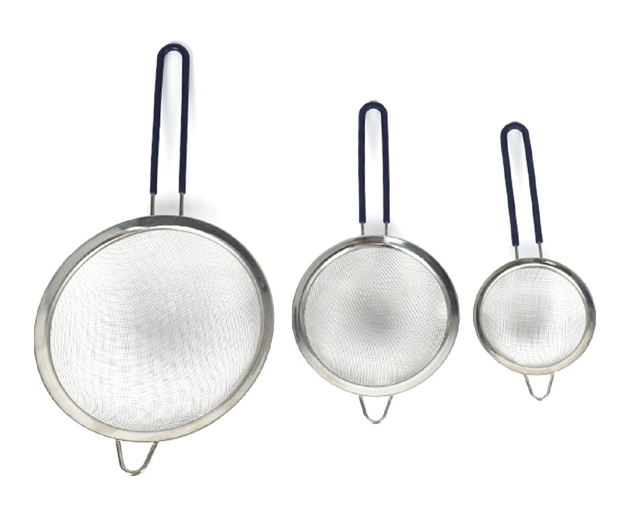 Navy Silicone & Stainless Steel 3-Piece Stainer Set | Big Lots