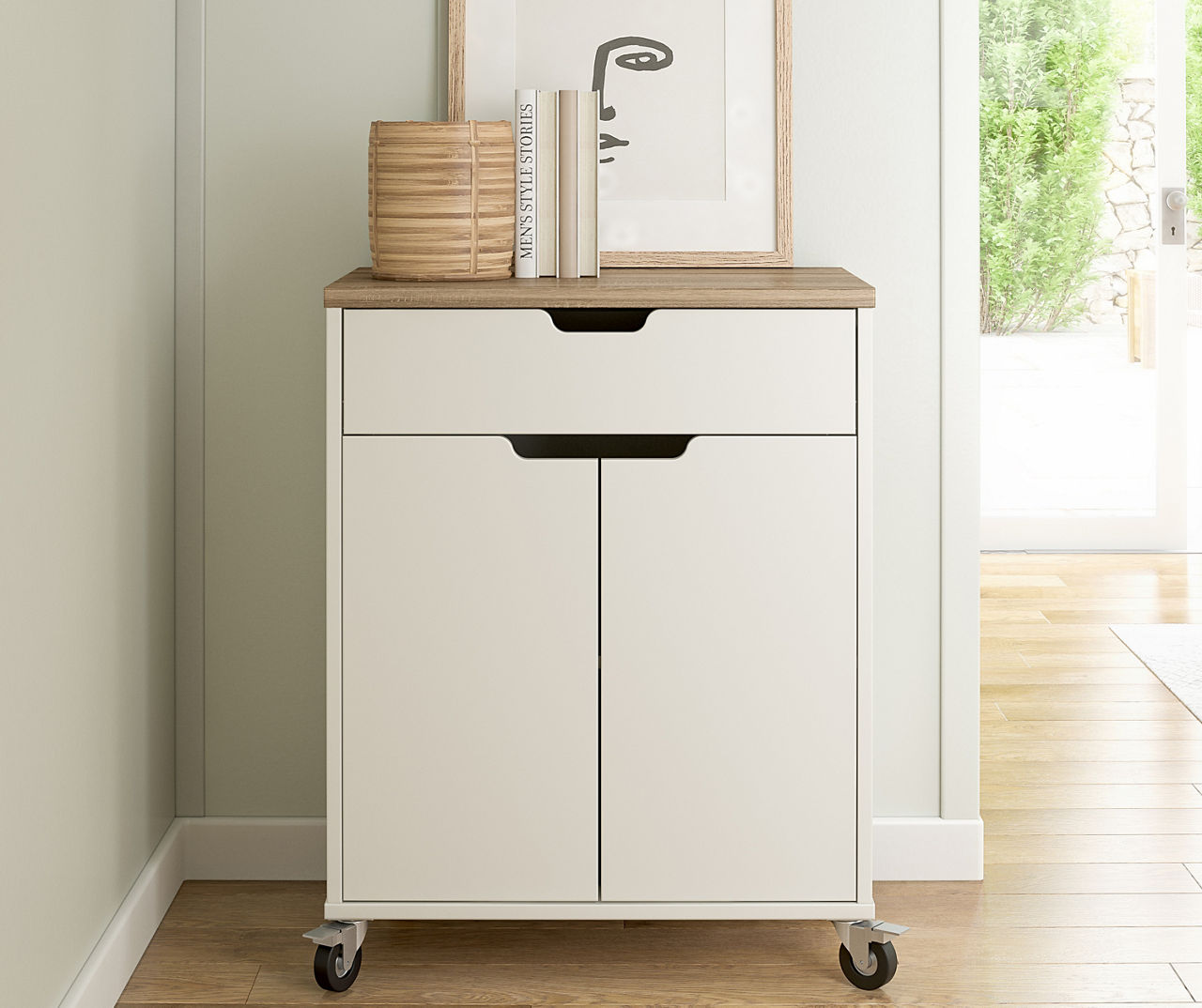 System Build Evolution Vantage White & Weathered Oak 2-Door Storage ...