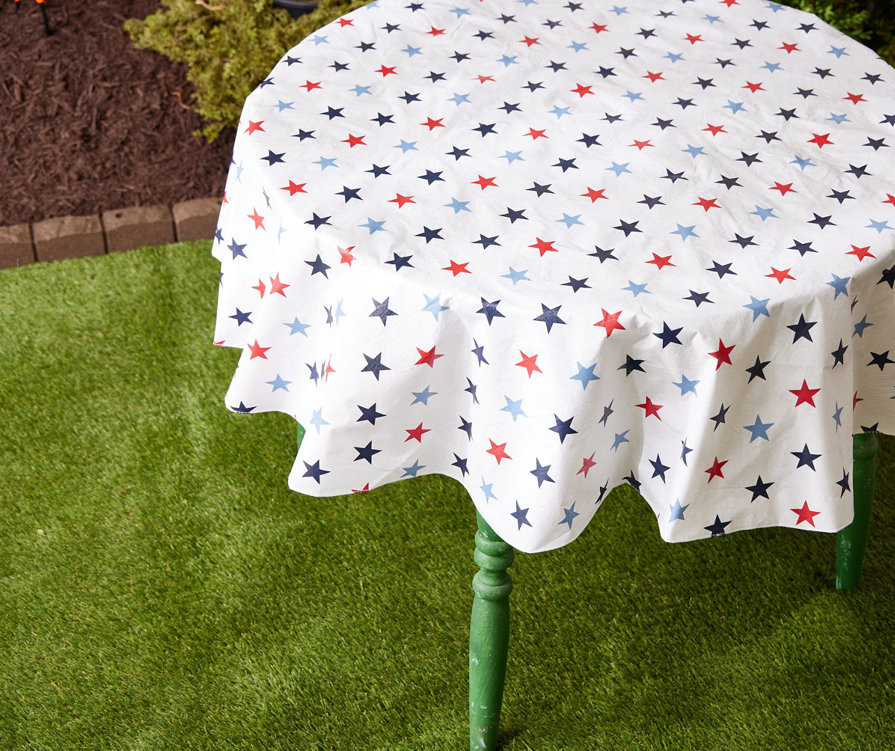 White, Red & Blue Stars PEVA Tablecloth | Big Lots
