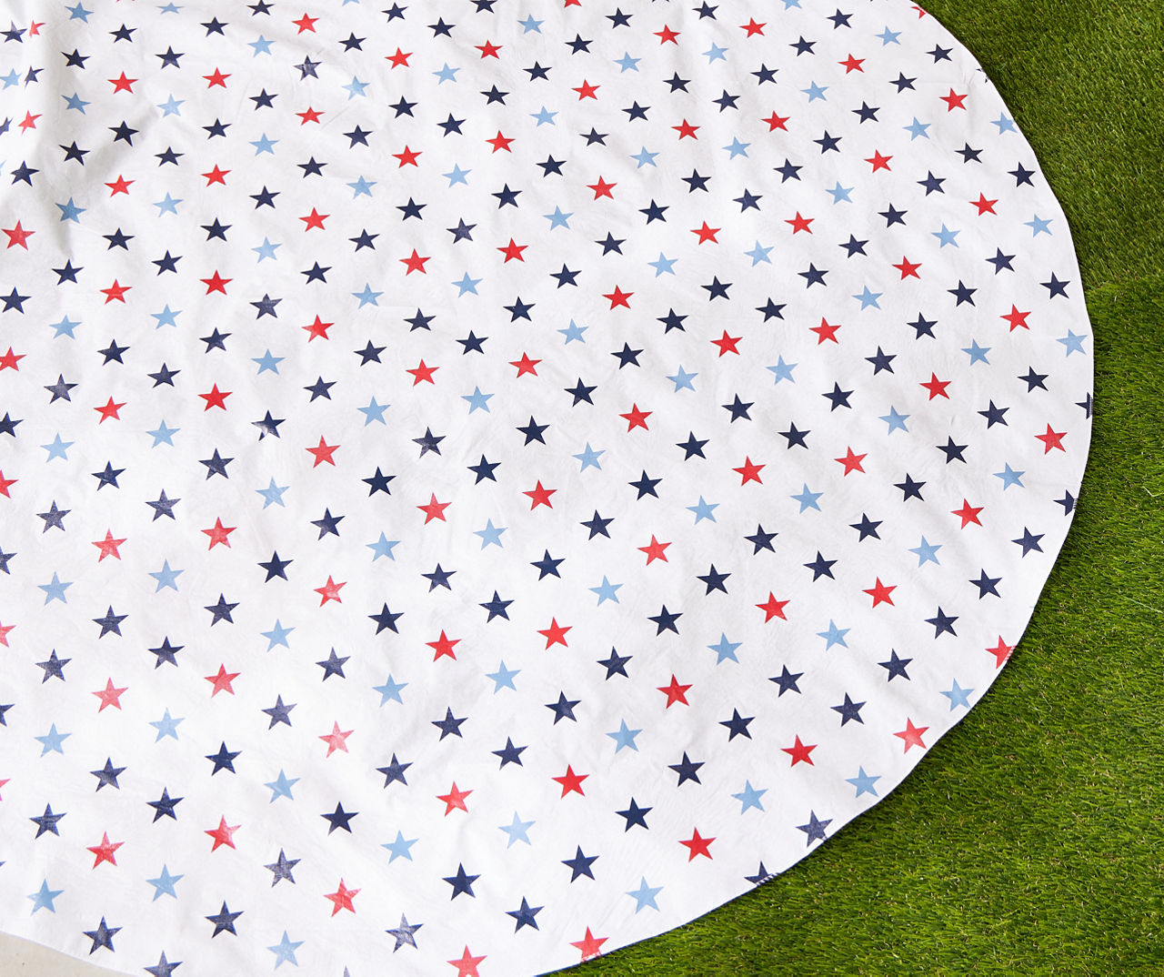 White, Red & Blue Stars Round PEVA Tablecloth, (60") | Big Lots