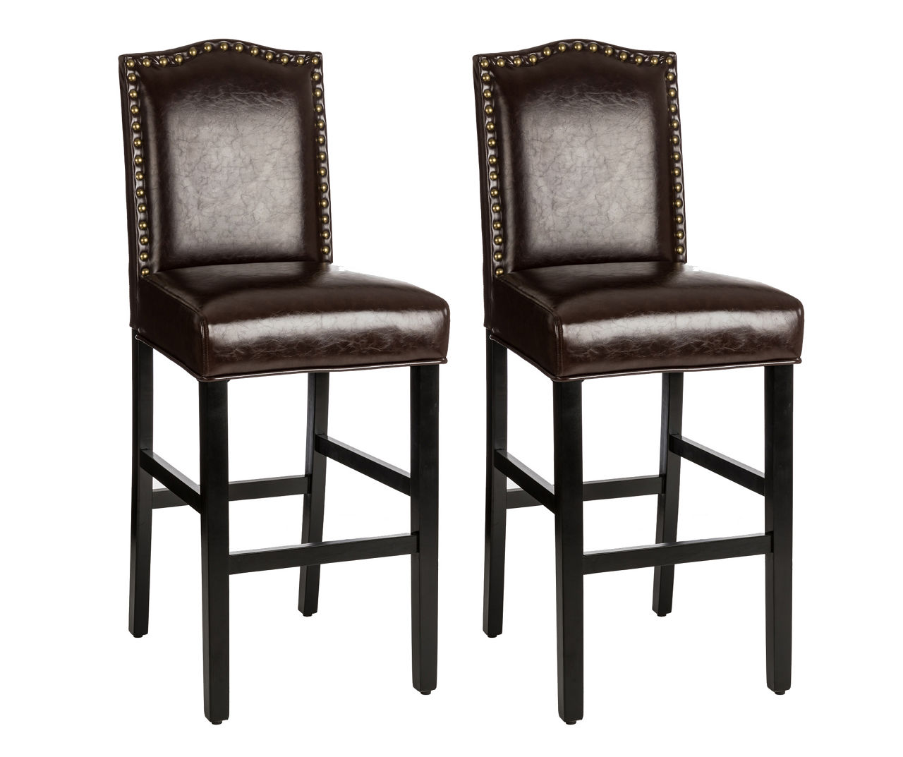 Glitzhome Glitzhome 45" Faux Leather High-Back Bar Stools, 2-Pack | Big ...