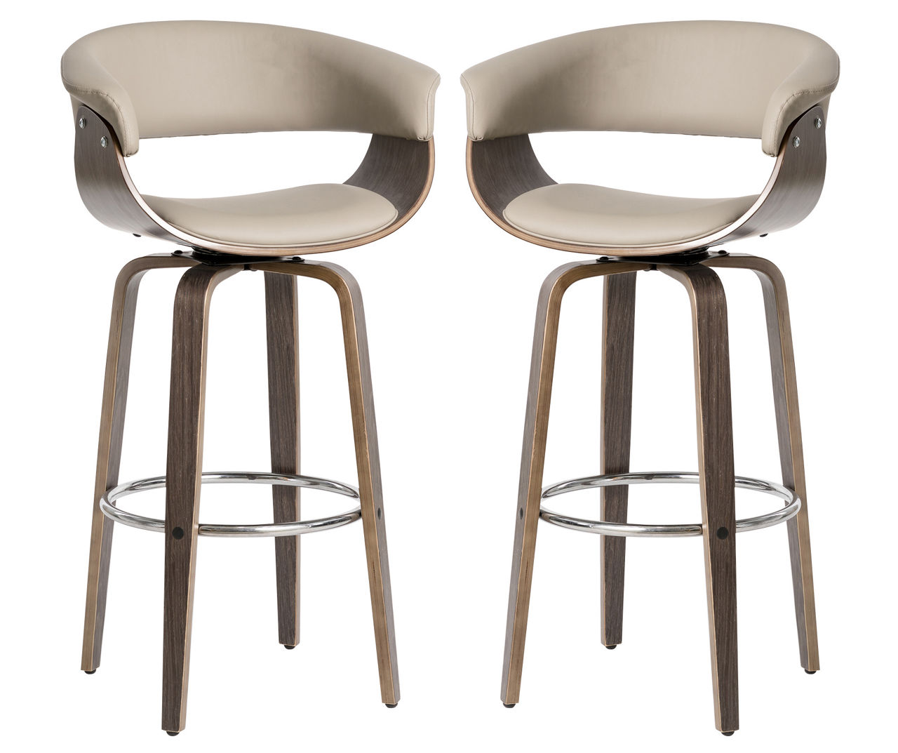 Glitzhome 40.5 Mid Century Modern Gray Faux Leather Swivel Bar Stools 2 Pack Big Lots