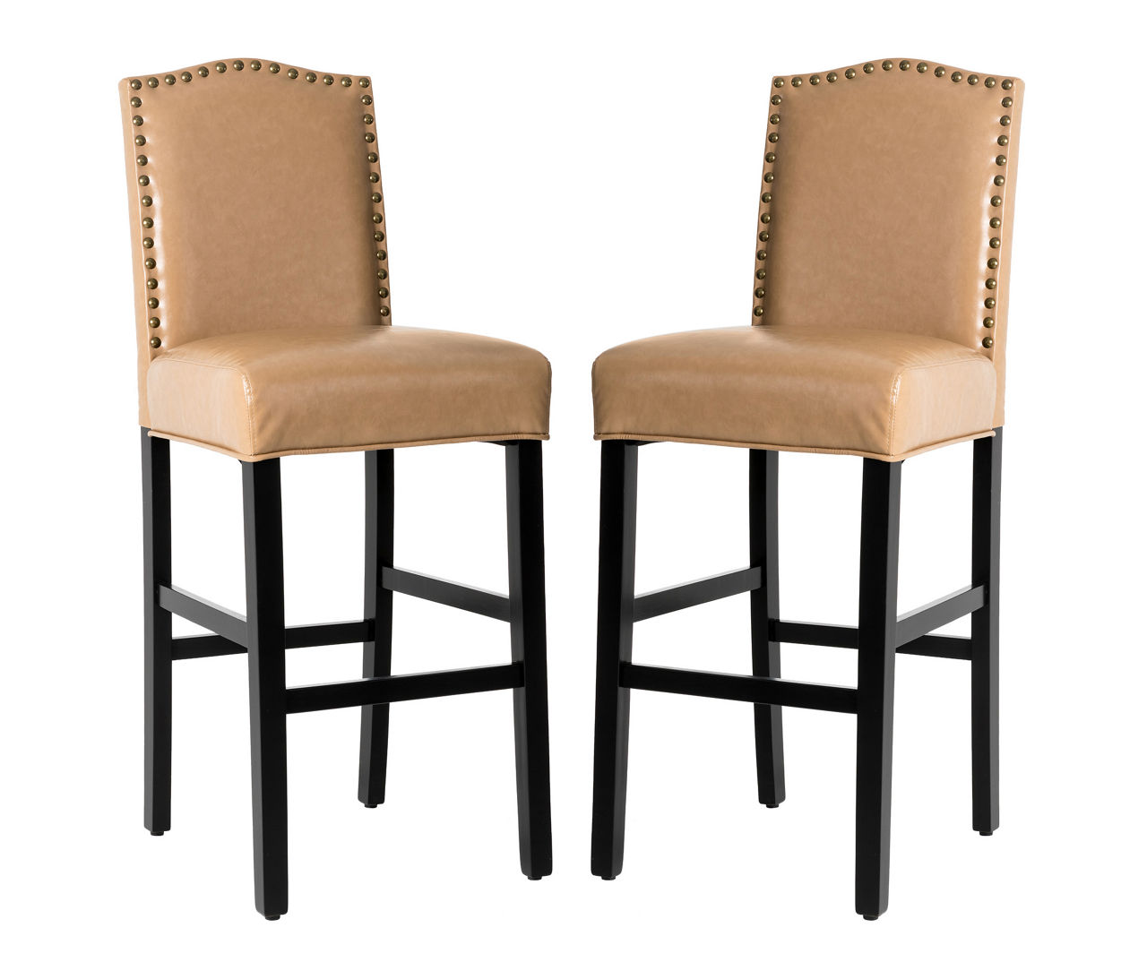 Glitzhome 45" Beige Faux Leather High-Back Bar Stools, 2-Pack | Big Lots
