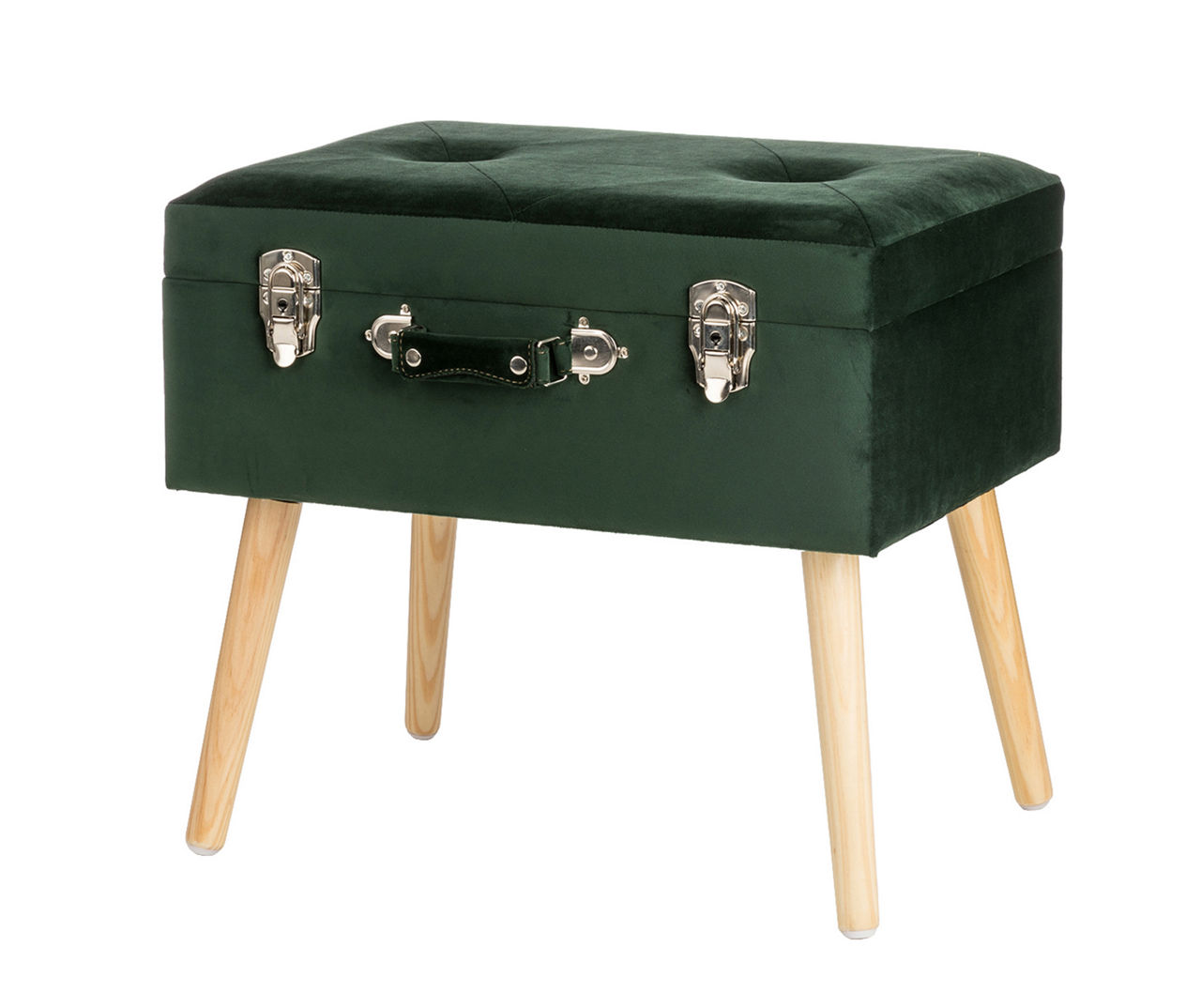 Glitzhome Green Velvet Suitcase Storage Stool | Big Lots