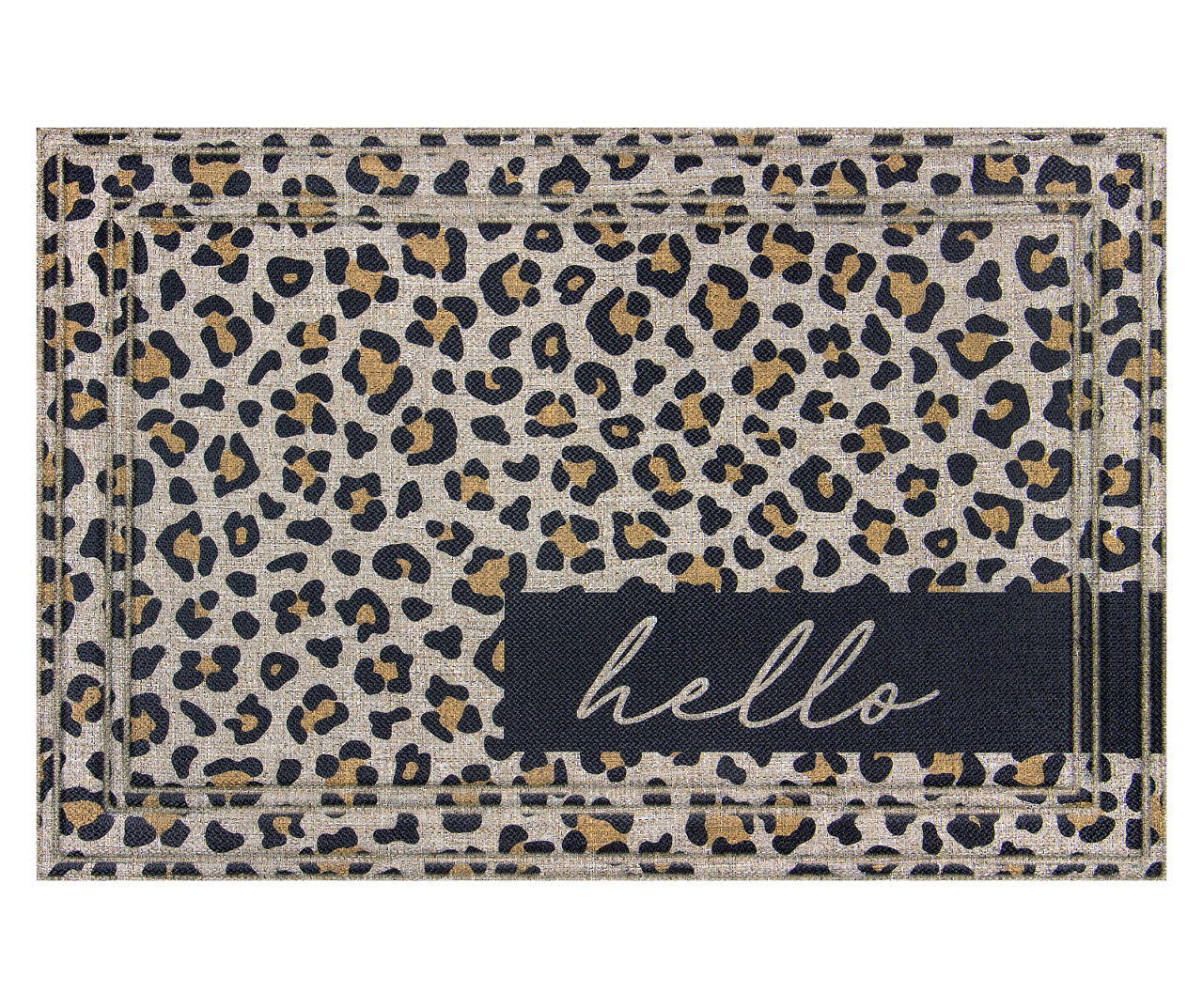 Soho "Hello" Brown Leopard Print Doormat | Big Lots