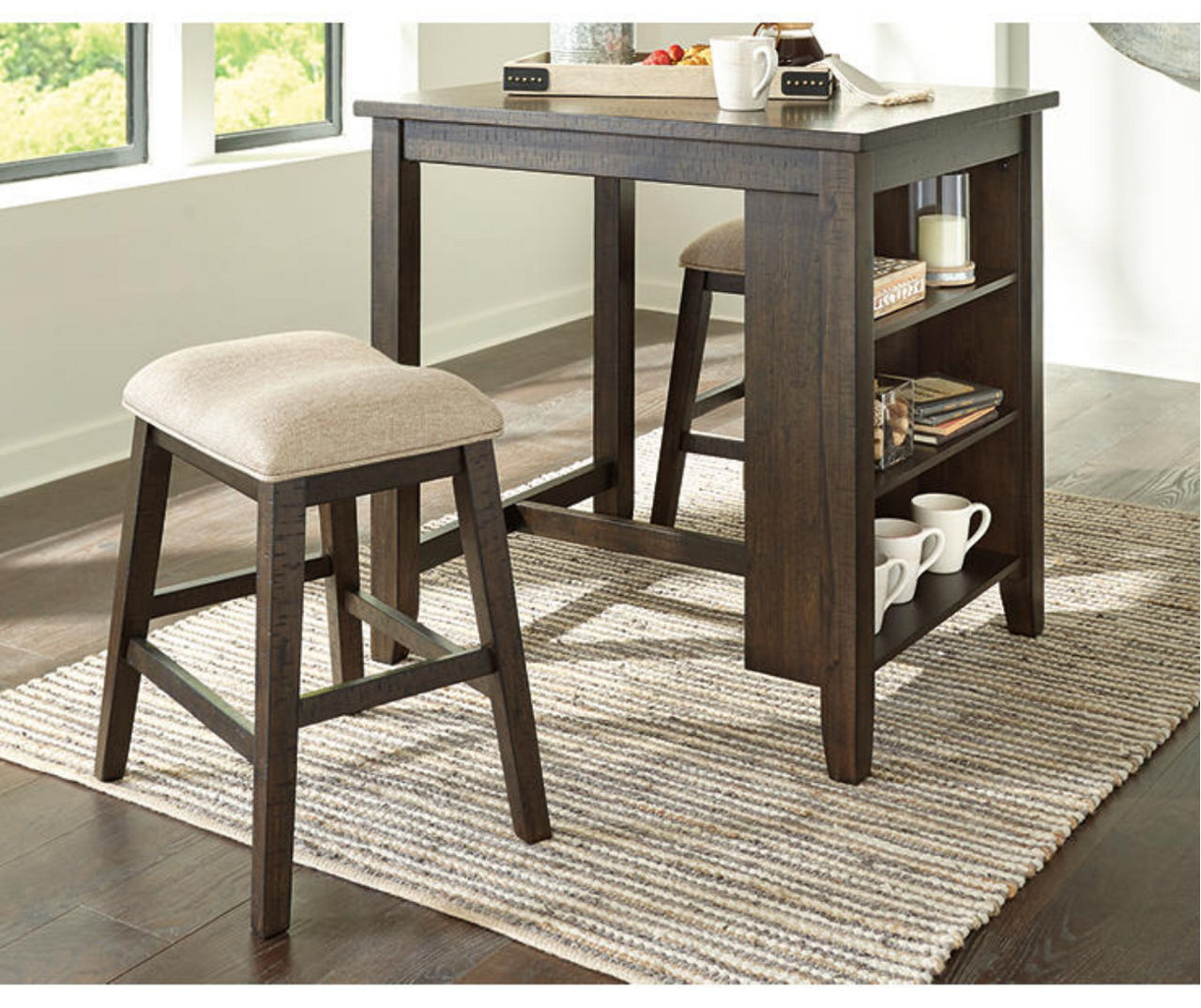 Signature Design By Ashley Rokane 3-Piece Storage Counter-Height Dining ...