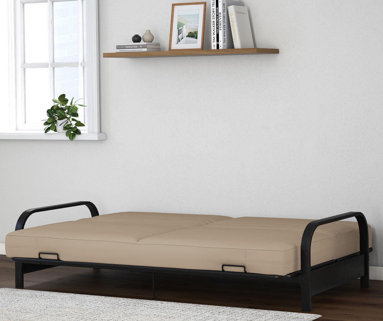 DHP Elbern Black Metal Full Futon with Tan Cover Big Lots