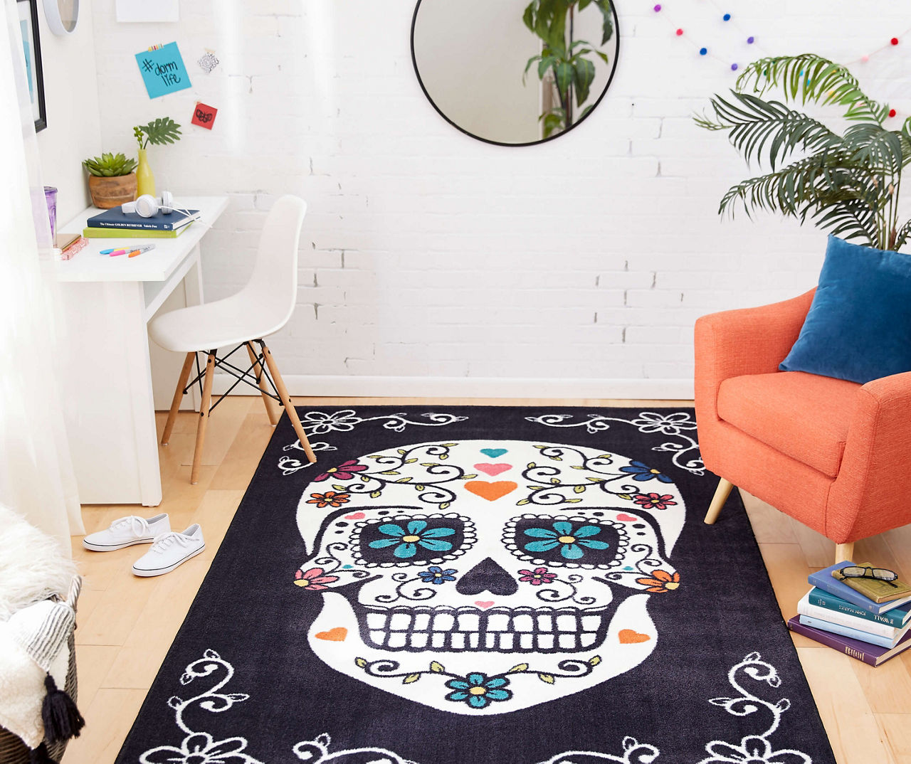 Mohawk Black & Multi-Color Sugar Skull Area Rug, (5' x 8') | Big Lots