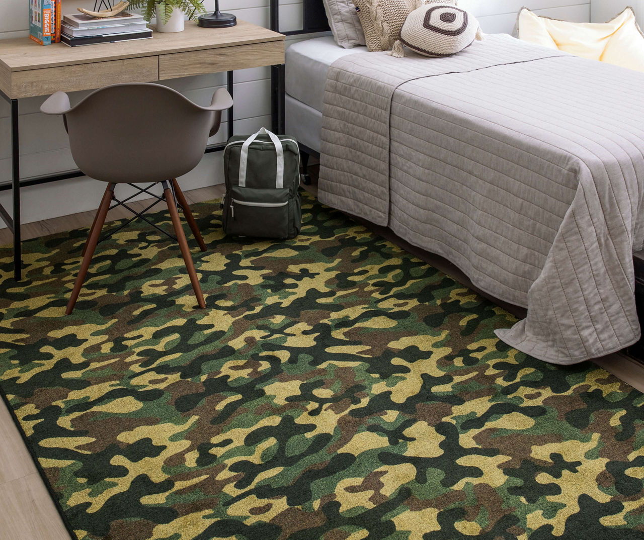 Mohawk Green, Black & Brown Camouflage Area Rug, (8' x 10') | Big Lots