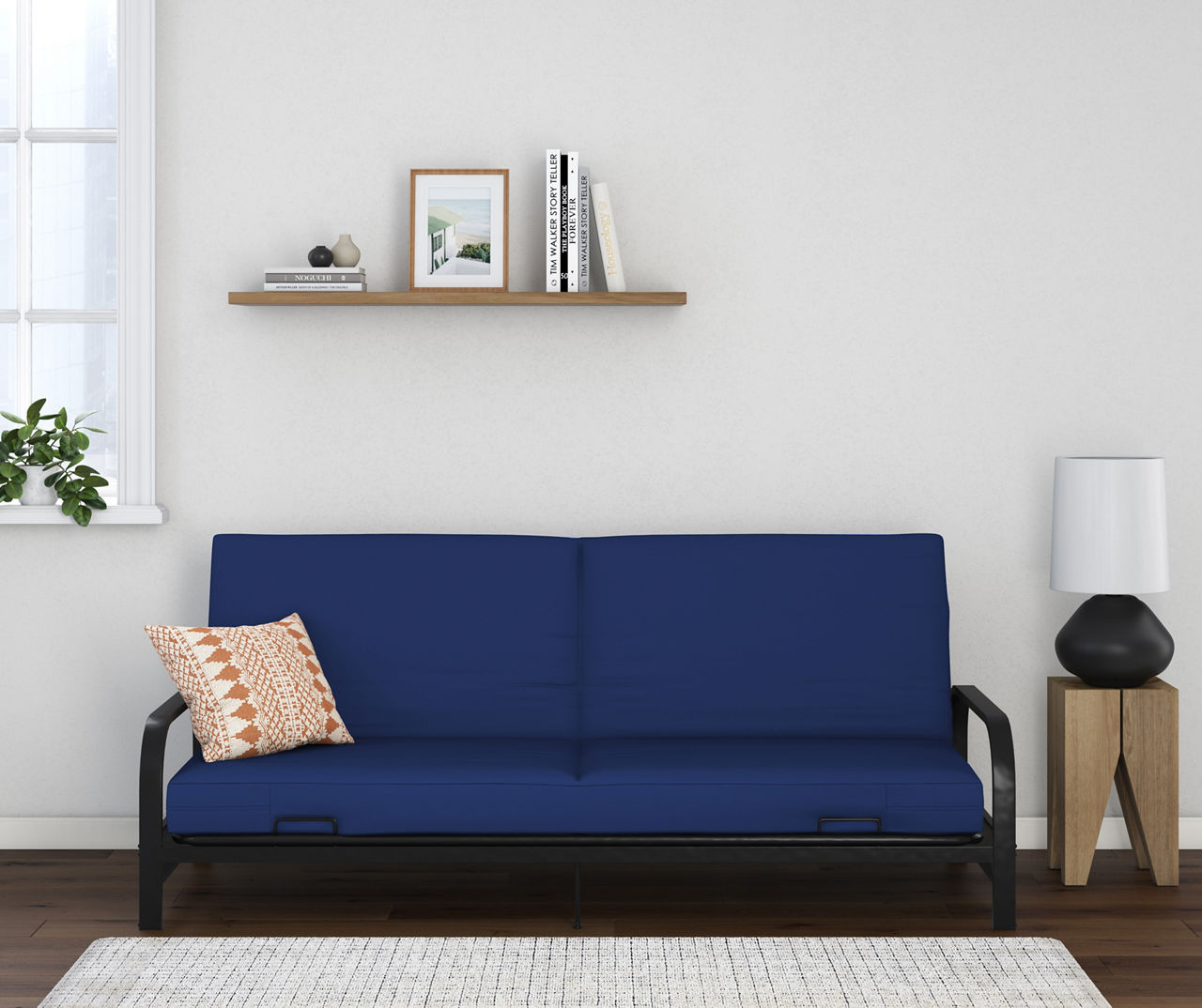 DHP Elbern Black Metal Full Futon with Blue Cover | Big Lots