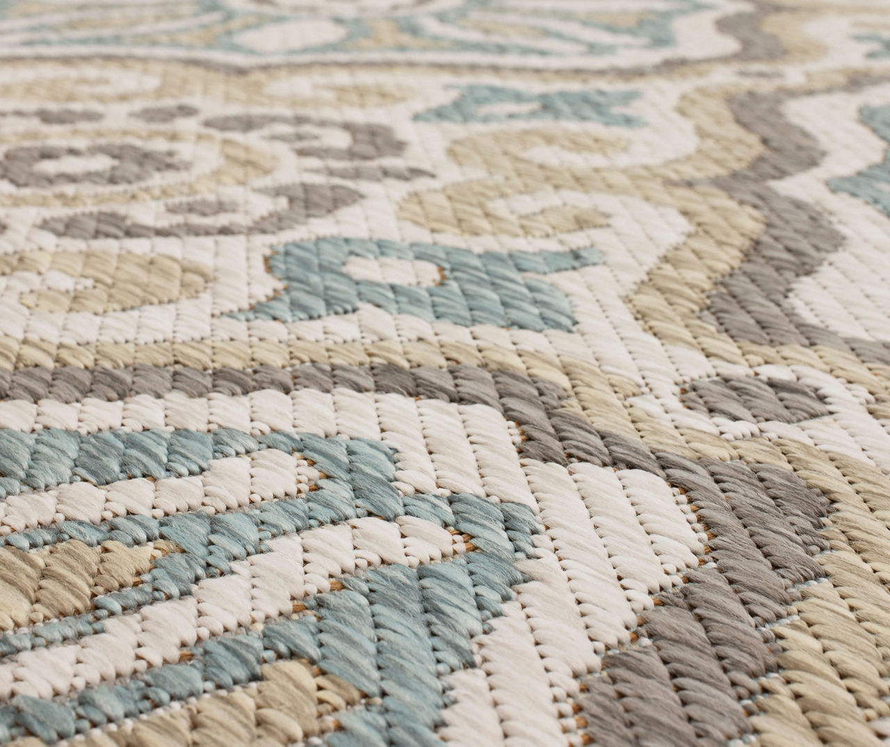 Mohawk Waterside Light Gray & Turquoise Geometric Outdoor Area Rug, (8 ...