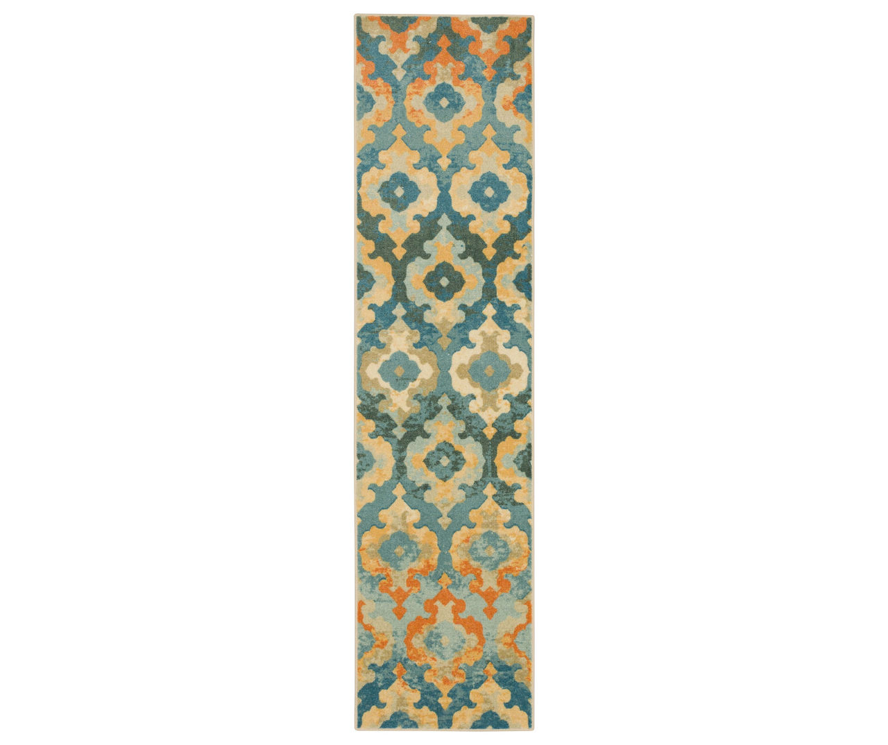 Mohawk Zarel Rust & Blue Arabesque Runner Rug, (2' x 8') | Big Lots