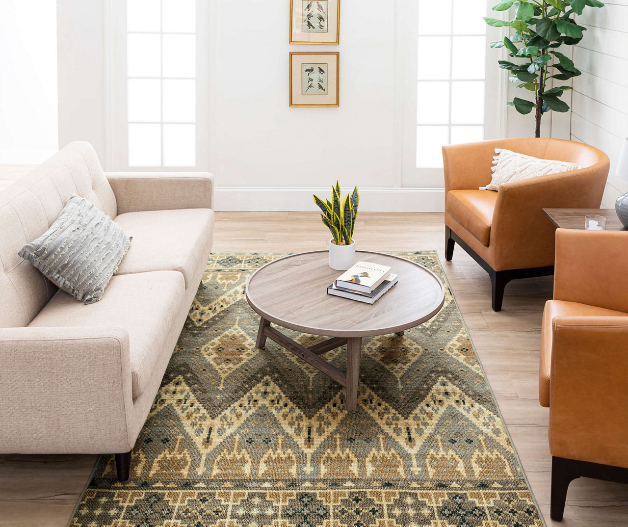 Mohawk Sage Hollow Gray & Brown Geometric Area Rug, (5' x 8') | Big Lots