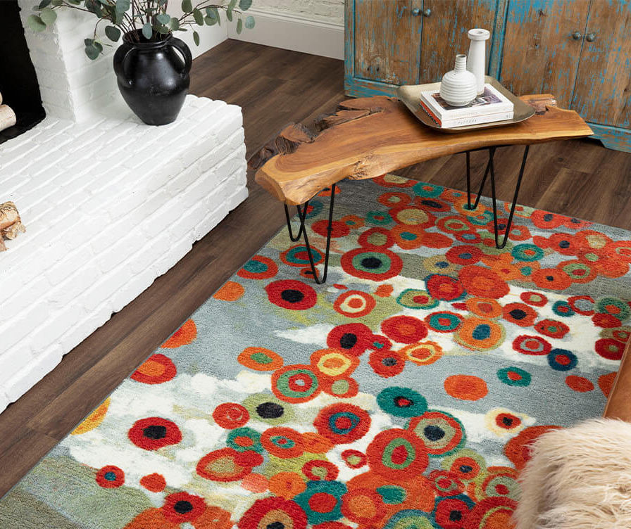 Mohawk Tossed Floral Orange & Multi-Color Area Rug, (5' x 8') | Big Lots